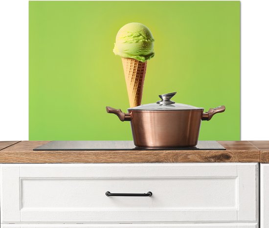 Spatscherm keuken 90x60 cm - Kookplaat achterwand Hoorntje - Schepijs ...