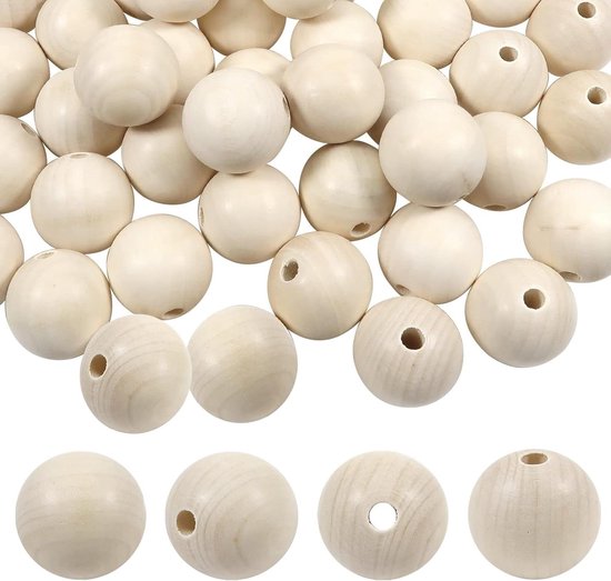 50 stuks ronde houten kralen 35 mm natuurlijke grote houten bollen voor ...