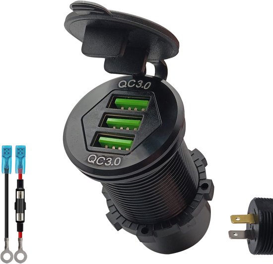 ProRide 12V USB Stopcontact 3 Poorten Inbouw - QC3.0 - met ...