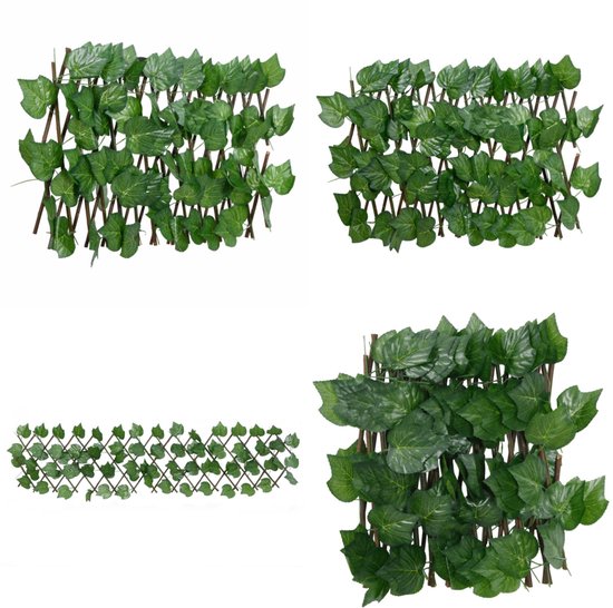 vidaXL Kunstplant druivenblad op latwerk uittrek baar 180x20 cm groen ...