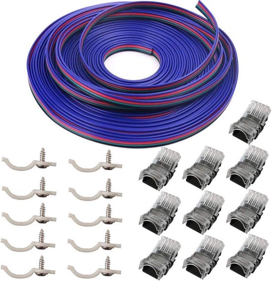 10-delige set 4-polige LED-stekkers voor waterdichte 10 mm RGB 5050 LED ...