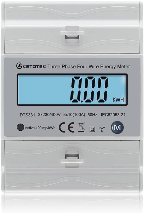 3-fasen stroommeter 3x230V/400V bidirectionele wattmeter DIN-rail ...