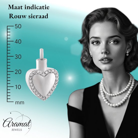 Aramat Jewels-Gedenkhangers-Hart ashanger met zirkonia – zilverkleurig ...