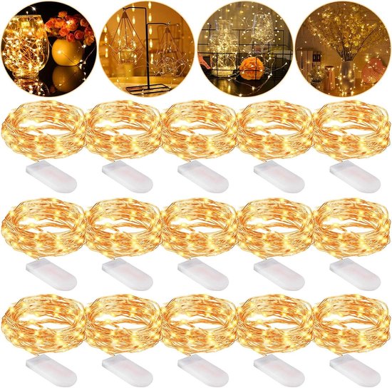 Battery Powered LED Fairy Lights 15 Pcs 2M 20LEDs Mini Christmas Lights ...