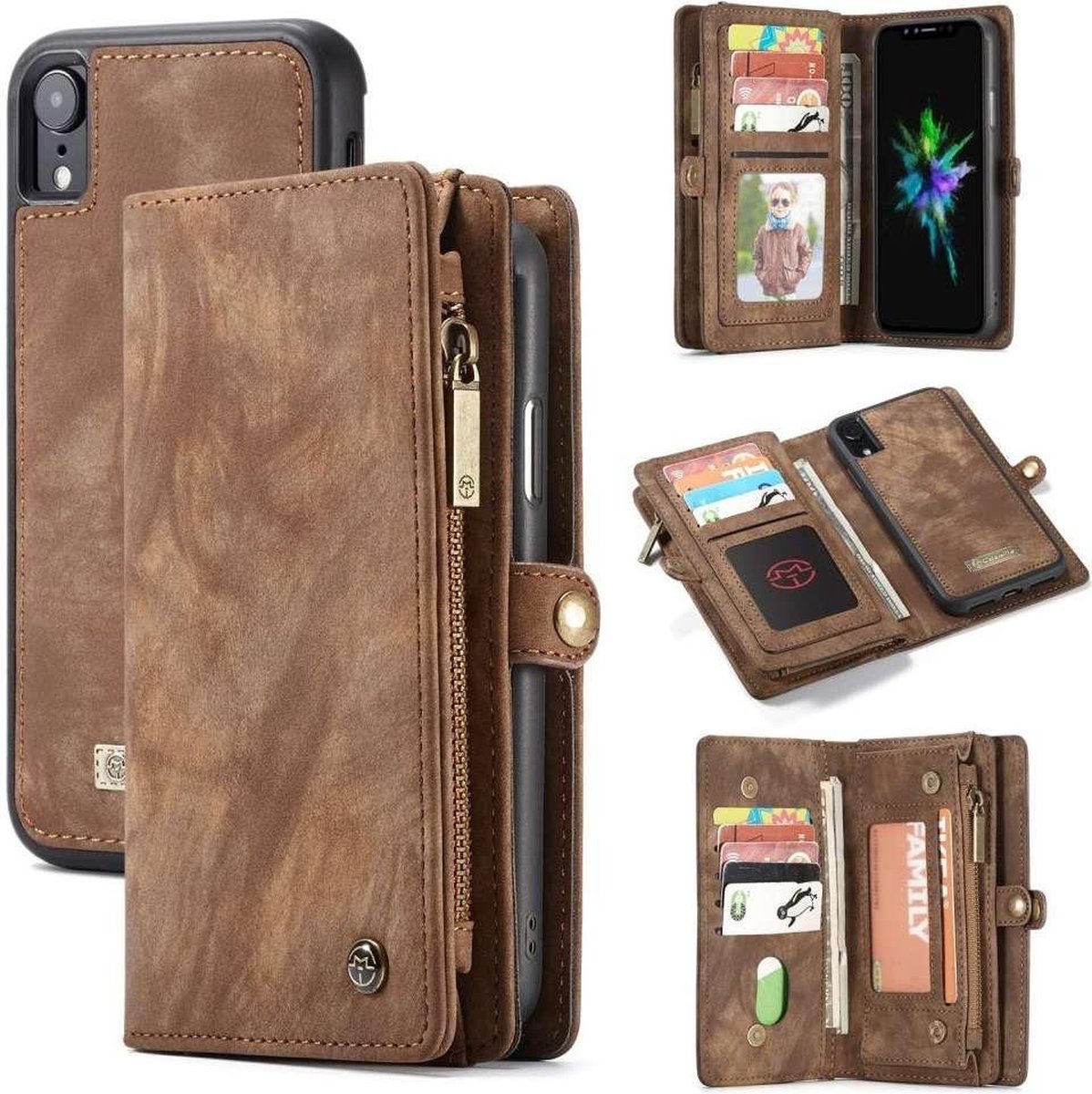 CASEME Apple iPhone Xr Vintage Portemonnee Hoesje - Bruin | bol.com