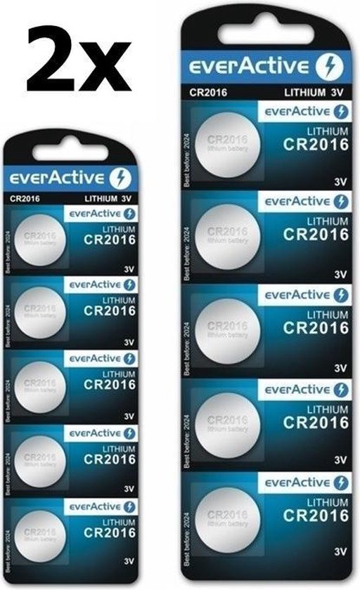 10 Stuks (2 Blister a 2st) everActive CR2016 Professional Electronics 3V 90mAh Lithium... | bol