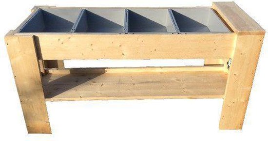 MOEStuintafel - Long Alice STEIGERHOUT met 4 losse moestuinbakken en ...