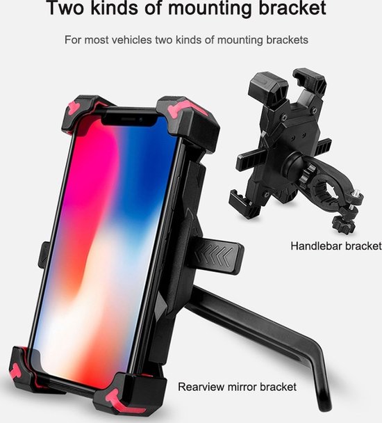 Mobigear Stuur Telefoonhouder Fiets / Telefoonhouder Motor - Rood | bol.com