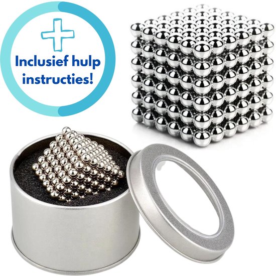 KL Home® - Magneetballetjes - 216 stuks - 5 mm - Zilver - Neocube - Magnetisch... | bol.com