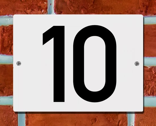 Huisnummerbord Wit - Nummer 10 - 15 x 12 cm - incl. bevestiging ...