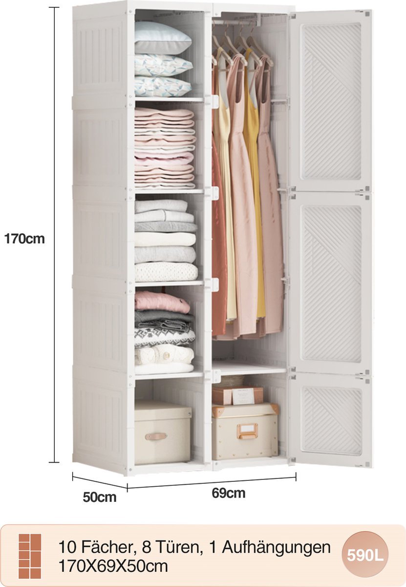 Merax Inklapbaar Kleding Kast - Portable Kledingkasten Slaapkamer ...