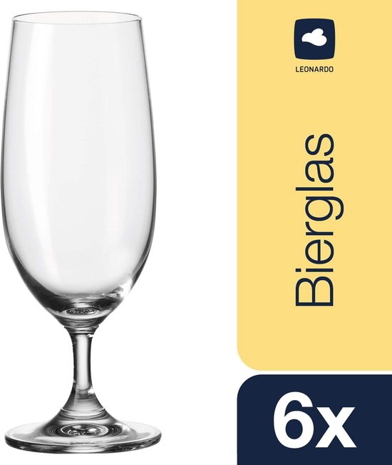 Bierglazen, tulp met steel, vaatwasmachinebestendige bierglazen, 360 ml, 6 stuks (1 stuk) | bol