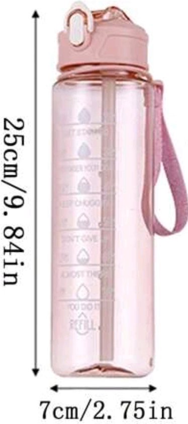 waterfles met rietje- Motivatie waterfles -pink- 700 ml- met rietje | bol