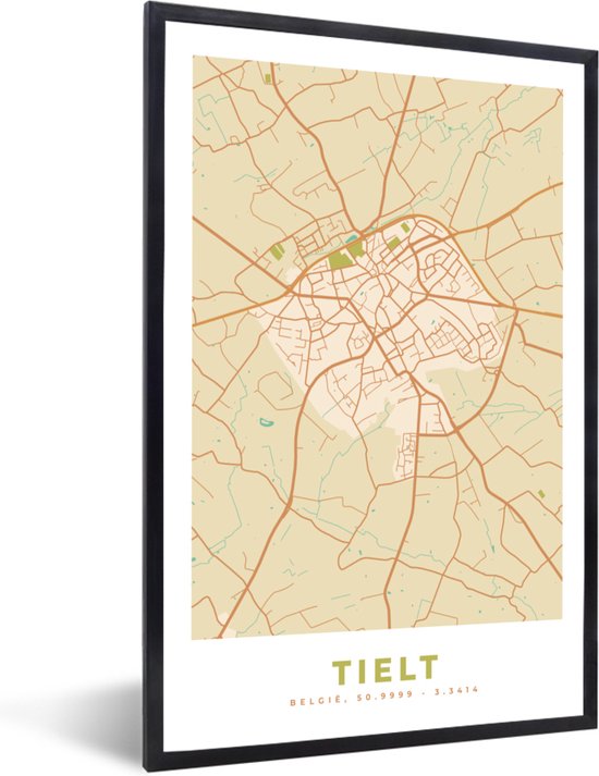 Fotolijst incl. Poster - Tielt - Kaart - Plattegrond - België ...