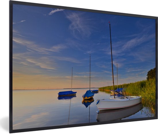 Fotolijst incl. Poster - Boten bij zonsondergang in Nederland - 120x80 ...