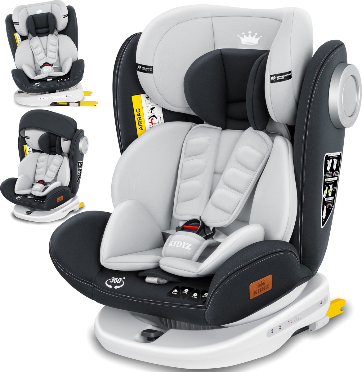 KIDIZ® Autostoeltje / Babyautostoeltje Isofix Top Tether 360° draaibaar ...
