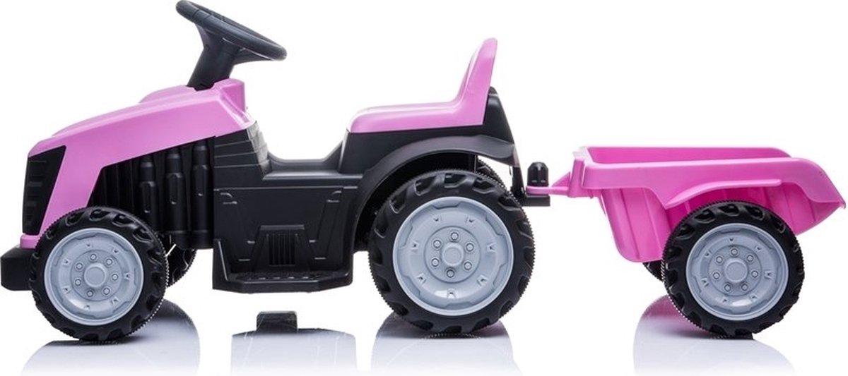 Elektrische kinder tractor roze met trailer - accu voertuig voor ...