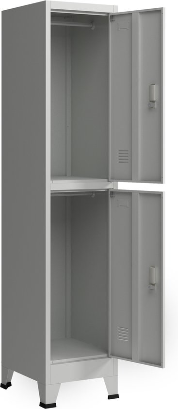 Lockerkast Joroinen 180x38x45 cm staal met 2 deuren grijs | bol