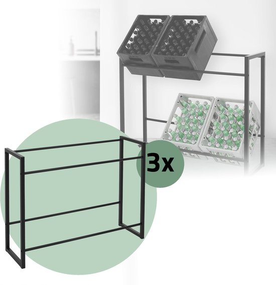 Drankenkrattenrek 6 kratten 104x32x82,5 cm antraciet metaal ML-Design ...