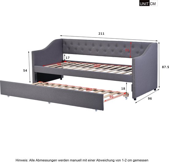 Merax Slaapbank 2 Persoons - Logeerbed Bankbed - Gestoffeerd Zetelbed ...