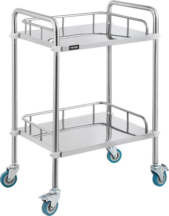 VEVOR 2-laags Laboratoriumwagen-Roestvrij Staal- Laboratorium Medische ...