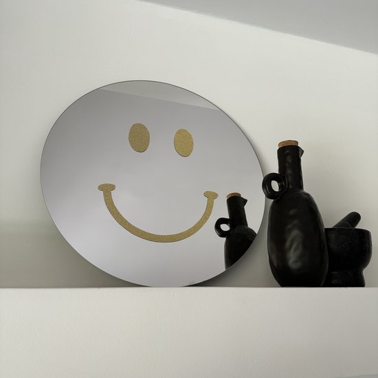 Gold Smiley Spiegel - 38cm - Goud | bol.com