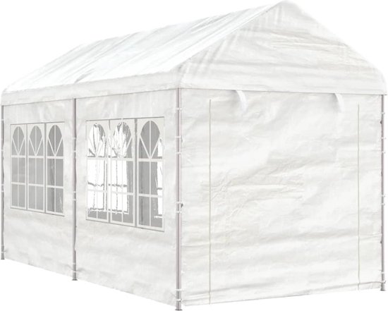 vidaXL - Prieel - met - dak - 4,46x2,28x2,69 - m - polyetheen - wit | bol