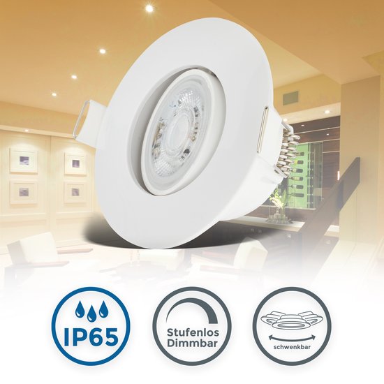B.K.Licht - LED Badkamer Inbouwspots - dimbaar - set van 5 ...