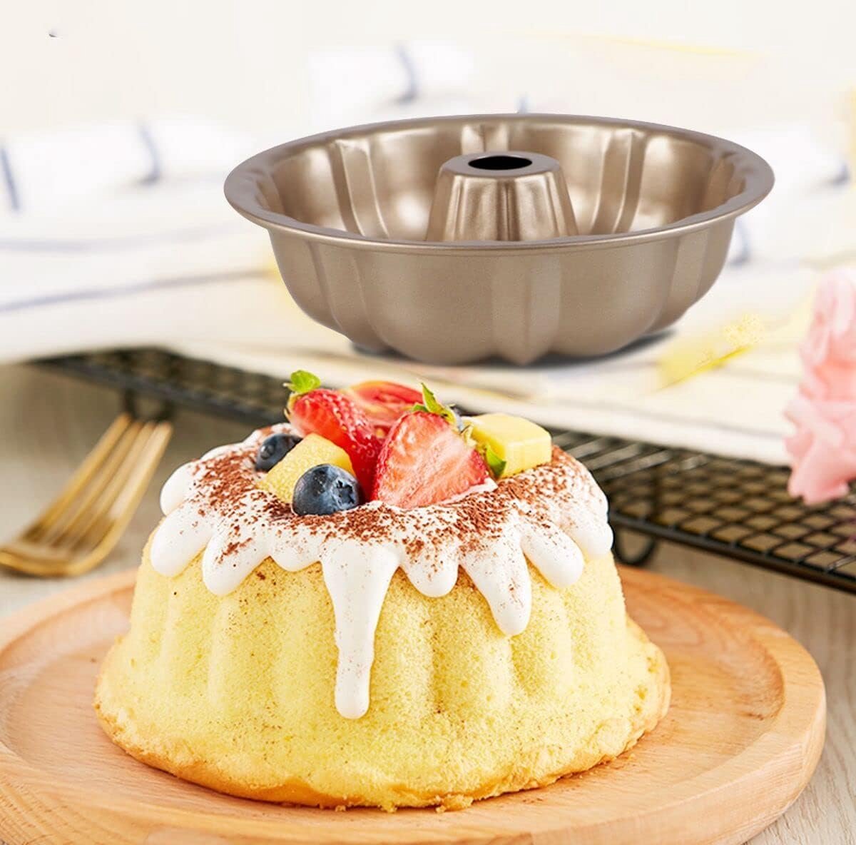 Moule à gâteau Bundt, acier au carbone, moule à gâteau rond, moule à ...