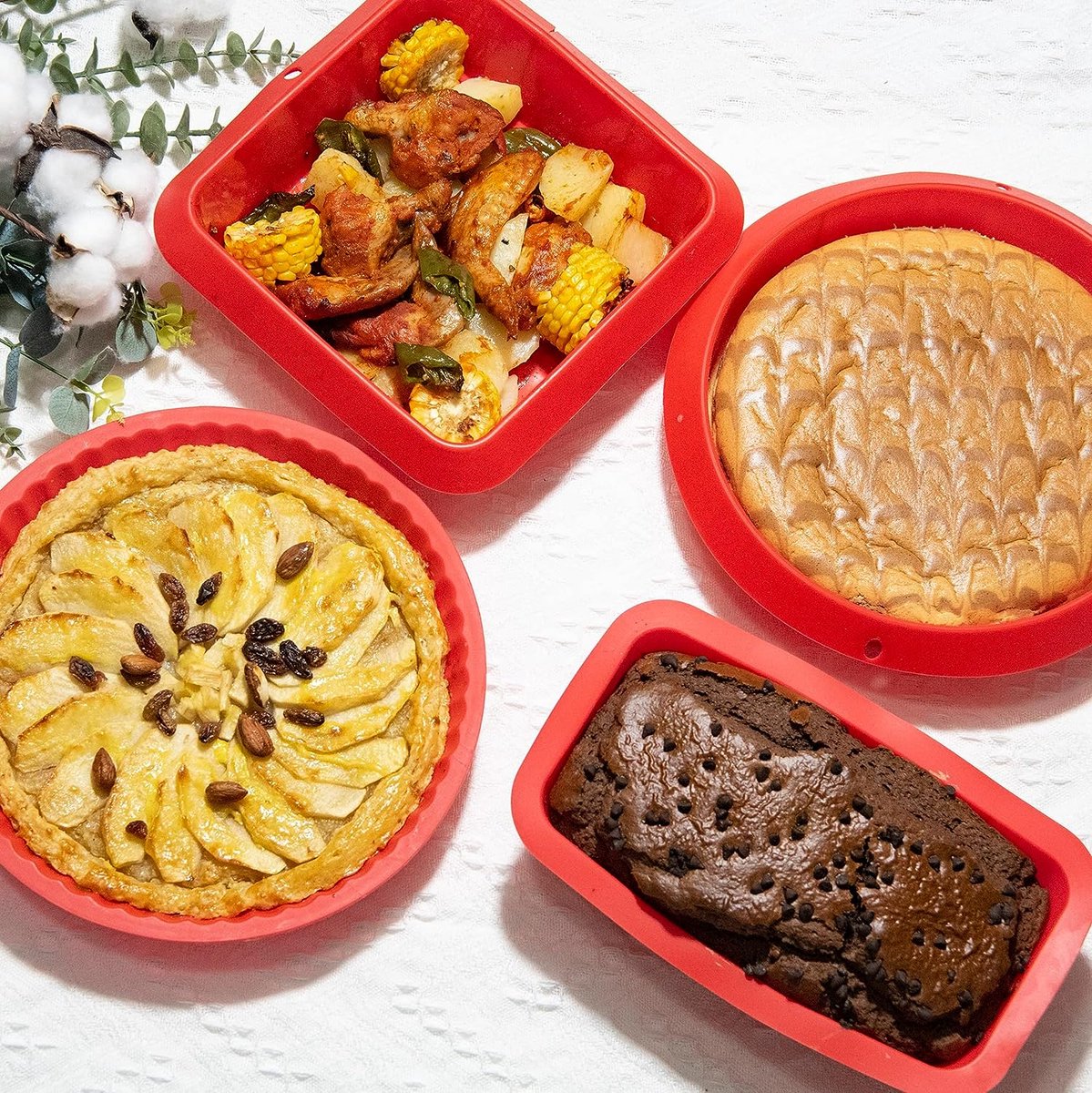 Siliconen bakvormset, bakblik-vorm, vlaaivorm, ronde vorm, vierkant ...