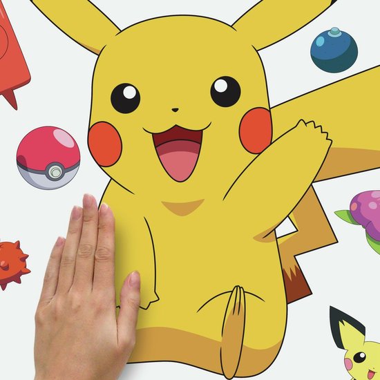 Pokémon Muursticker - Pikachu sticker groot voor de kamer - 47x34 cm | bol