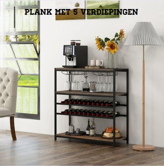 Barkast - Drankkast Barmeubel Met 5-Lagen Opbergruimte - Whiskey Kast ...