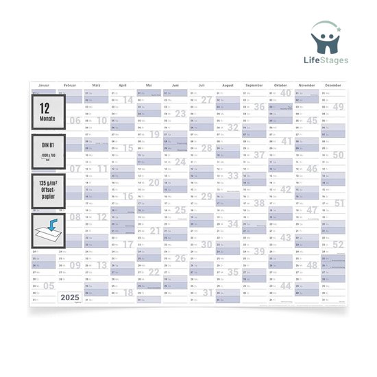 LifeStages - Jaarkalender 2025 - Muurkalender - Muurkalender ...