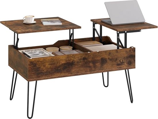 Verhoogde salontafel, banktafel met verborgen vak, industriële ...