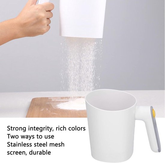 Handbediende meelzeef - 2 gebruiksmodi - elektrische bekervorm - witte ...