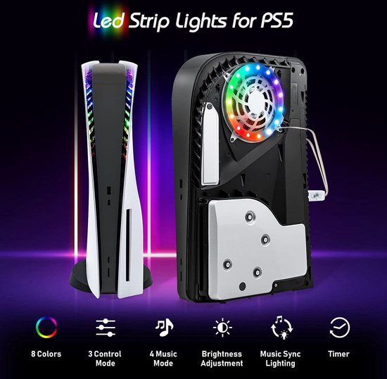 Flexibele RGB LED Strip - 8 Kleuren Muziek Synchronisatie - PS5/PS5 Slim - 3 Modi -... | bol