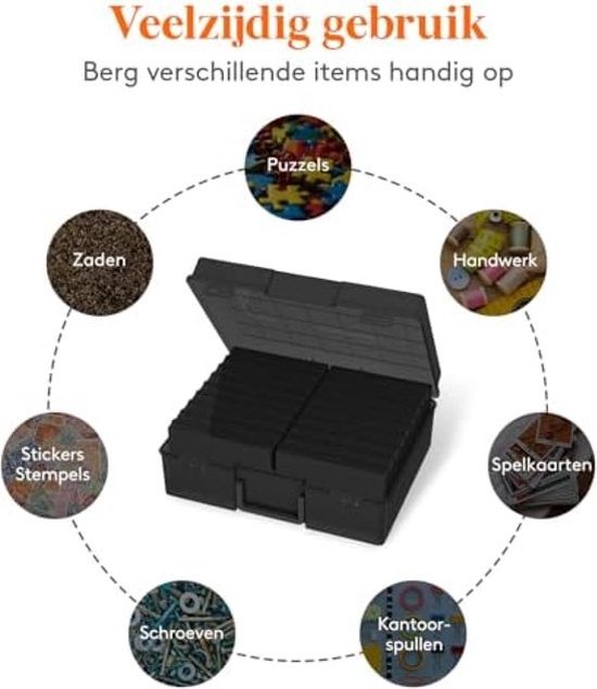 Foto-opbergdoos 10x15cm, 18 fotodoosjes, zwart plastic foto-organizer | bol
