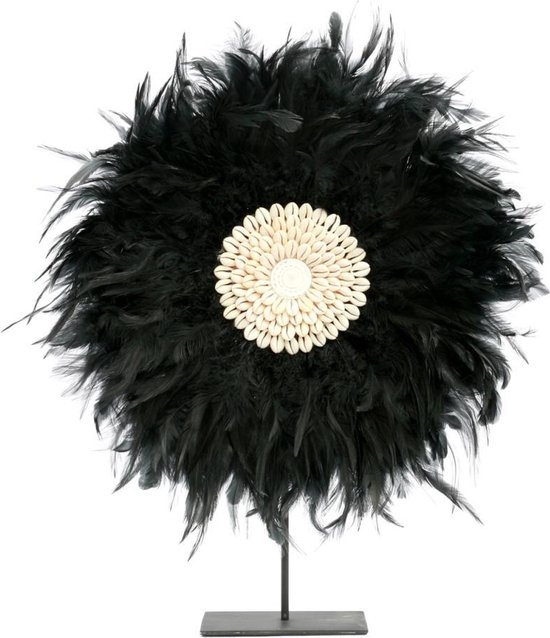 PS-Collection De Miya Juju op Stand Decoratie - 40x7x50cm - Zwart - Schelpen/Veren -... | bol