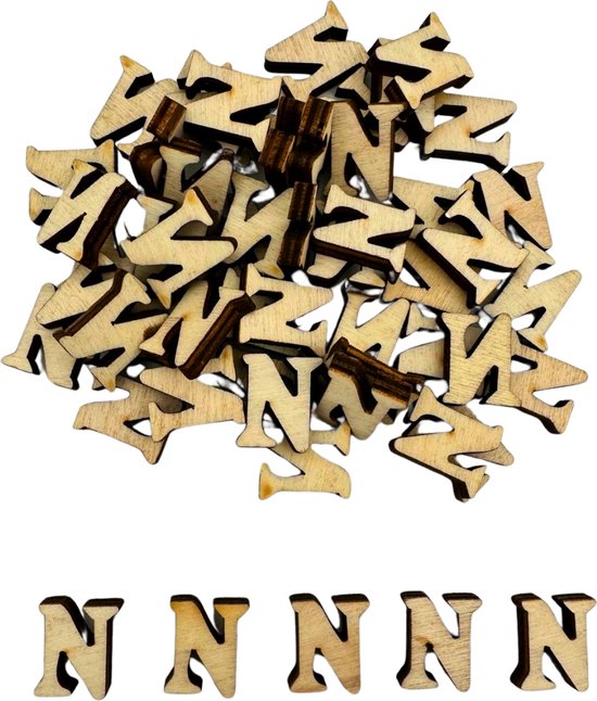 50x Letter N van hout - 1,5CM - Lettertjes perfect voor decoreren ...