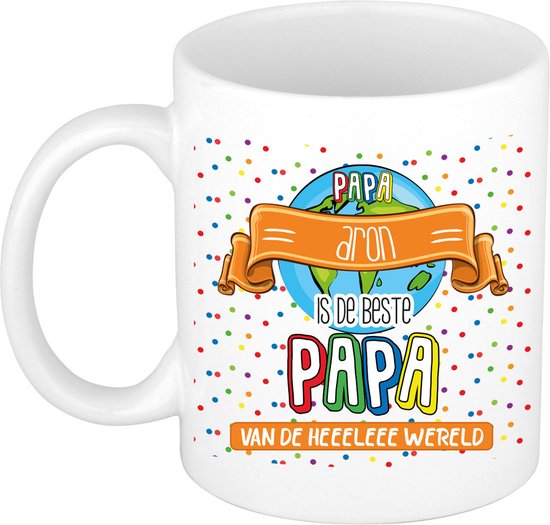 Bellatio Decorations Naam mok papa Aron - wit - de beste - keramiek ...
