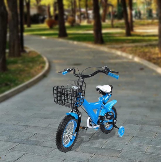 12 Inch - Geel - Kinder Fiets - Fiets Met Zijwieltjes en Verlichting ...
