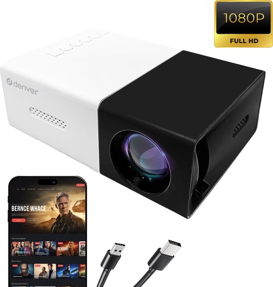 Denver Mini Beamer Full HD - Projector met USB-C, HDMI, MicroSD - PR800 ...