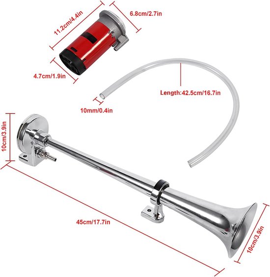 150 dB 12 V luchthoorn persluchthoorn - geschikt voor voertuigen en ...