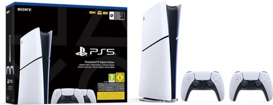 PlayStation 5 - Digital Edition - Slim - 2 DualSense Draadloze ...