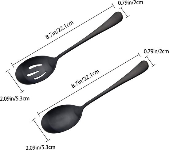 6 stuks - lepelset - 3 opscheplepels - 3 lepels met sleuven - zwarte ...