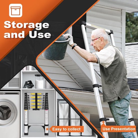 Mrs. Jones Telescopische ladder met antislipvoeten - 32 m verdikte hoge ...