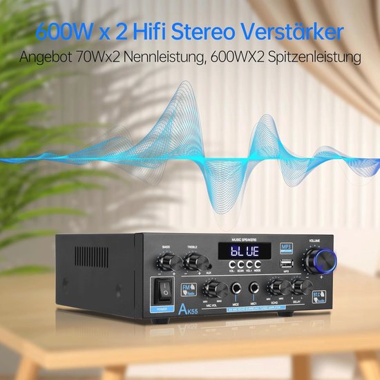 Mini Hifi Versterker met Bluetooth 5.0 en Radio - Digitale Stereo ...