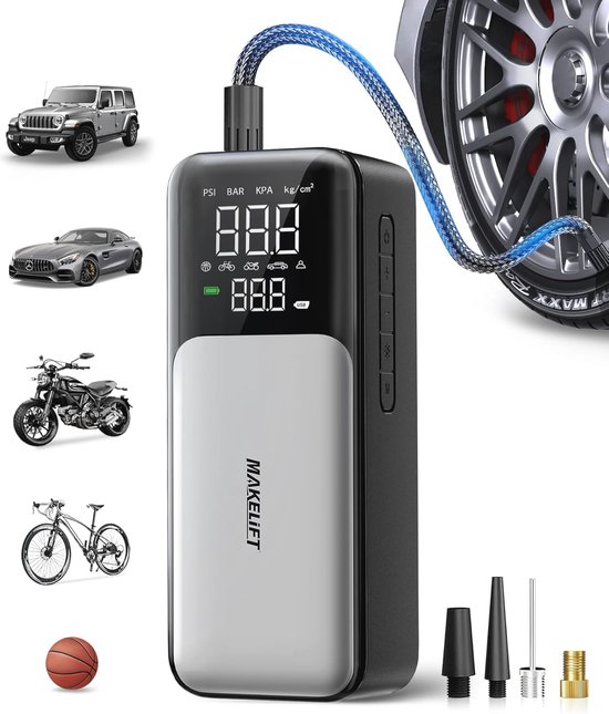 Draagbare Luchtcompressor met Digitale Bandenspanningsmeter - 150 PSI Fietspomp voor... | bol