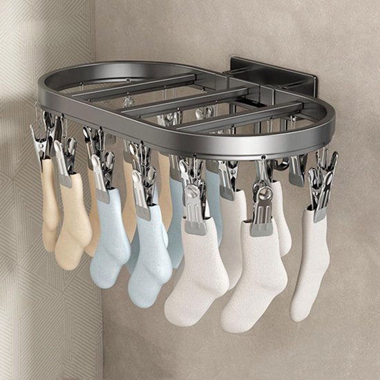 Sock Hanger Clothes Drying Rack Wall Mounted - 27 Pcs Stainless Steel ...