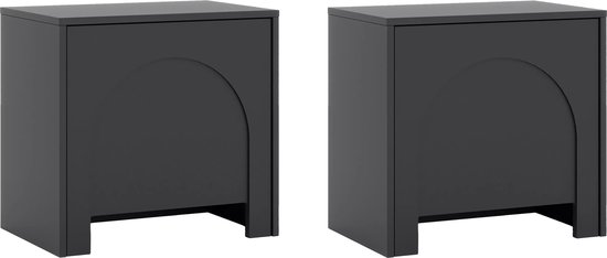 Vente-unique Set van 2 nachtkastjes en 1 deurtje - Zwart - DELANYA L 50 ...
